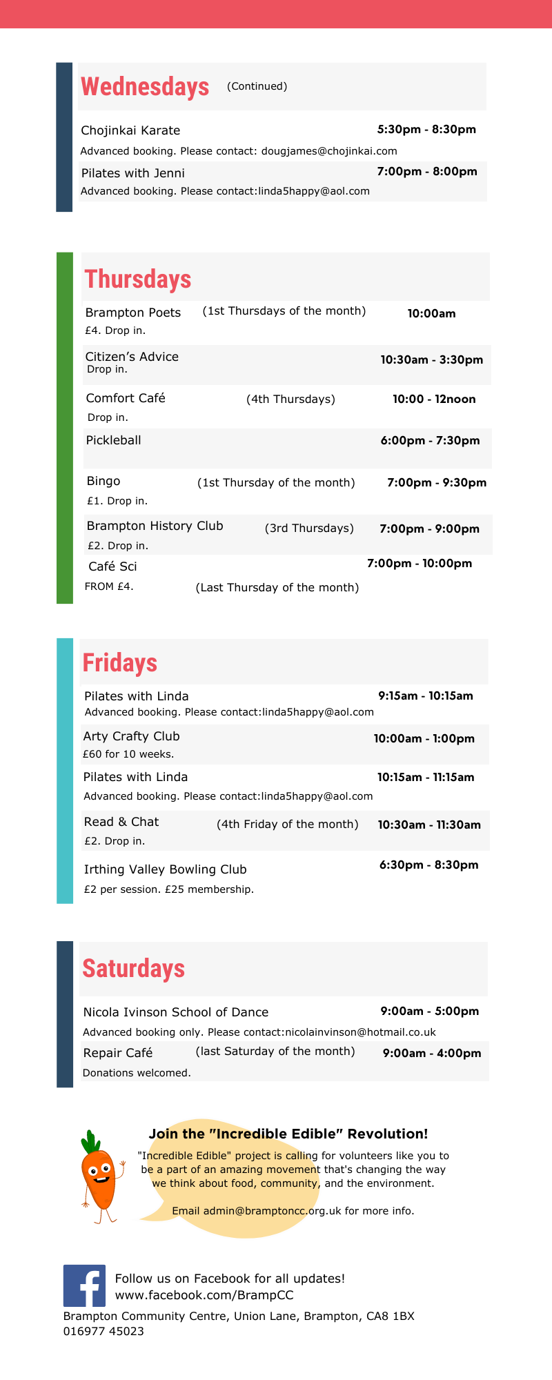 Regular Activities - Brampton Community Centre